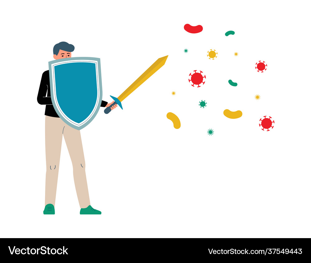 Healthy man with boost immunity for protection Vector Image