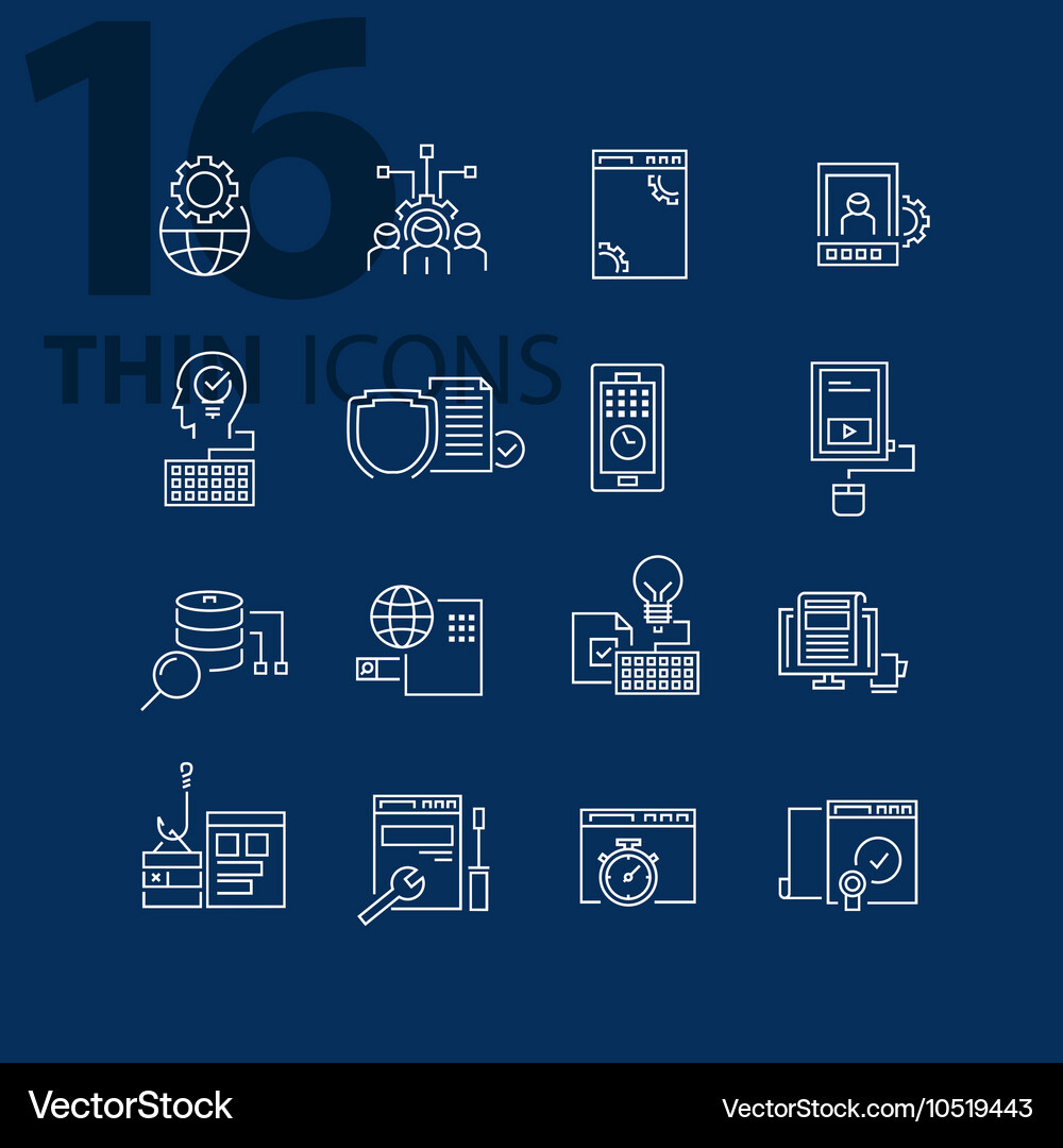 Modern thin line icons set for business Royalty Free Vector