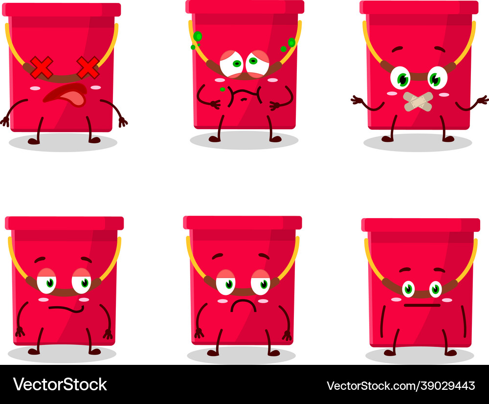 Red bucket cartoon character with nope expression Vector Image