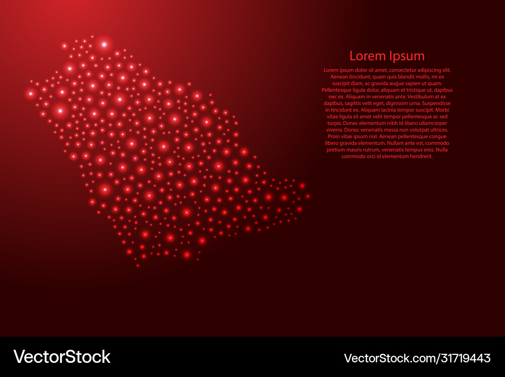 Saudi arabia map from red and glowing space stars Vector Image