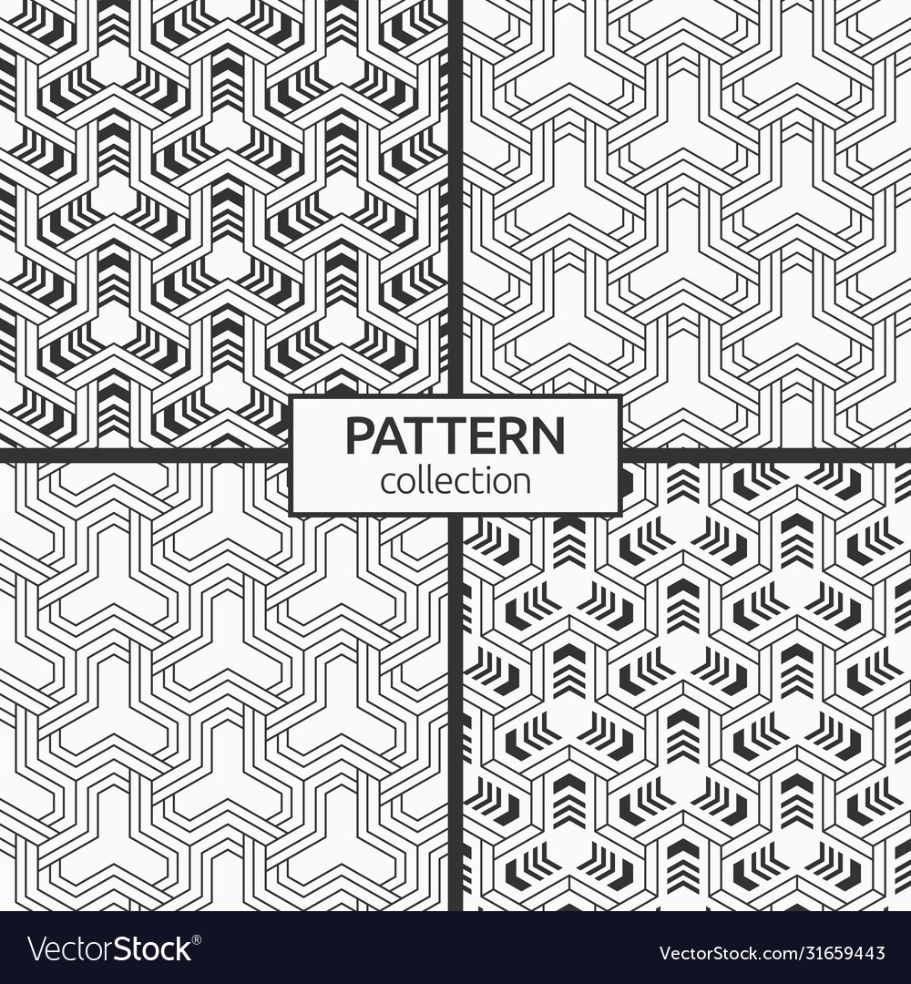 Set Four Seamless Patterns Abstract Geometric Vector Image
