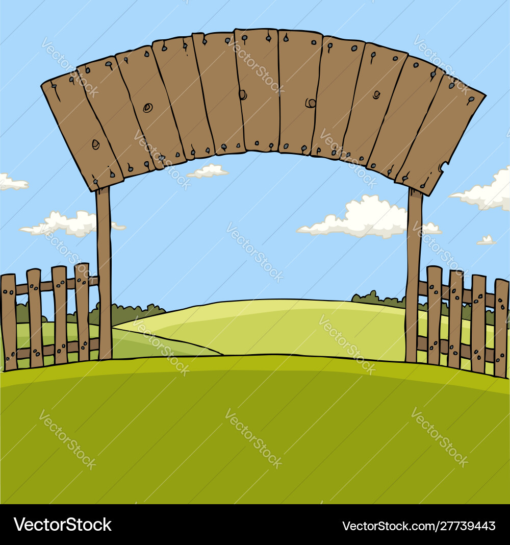 Wooden fence with gate Royalty Free Vector Image