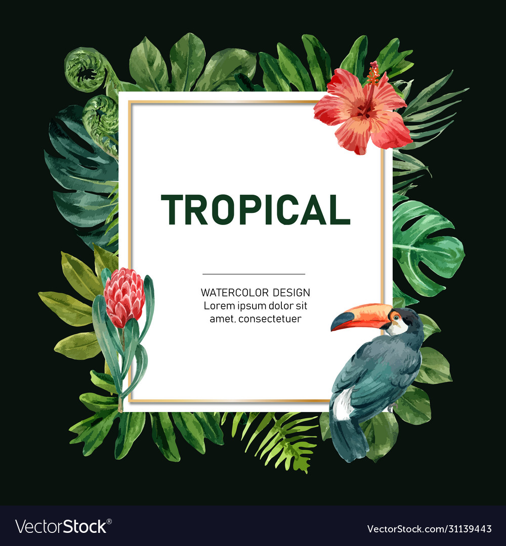 Wreath design with tropical theme toucan Vector Image