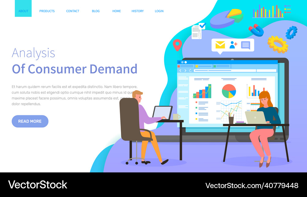 Analysis of consumer demand landing page template Vector Image