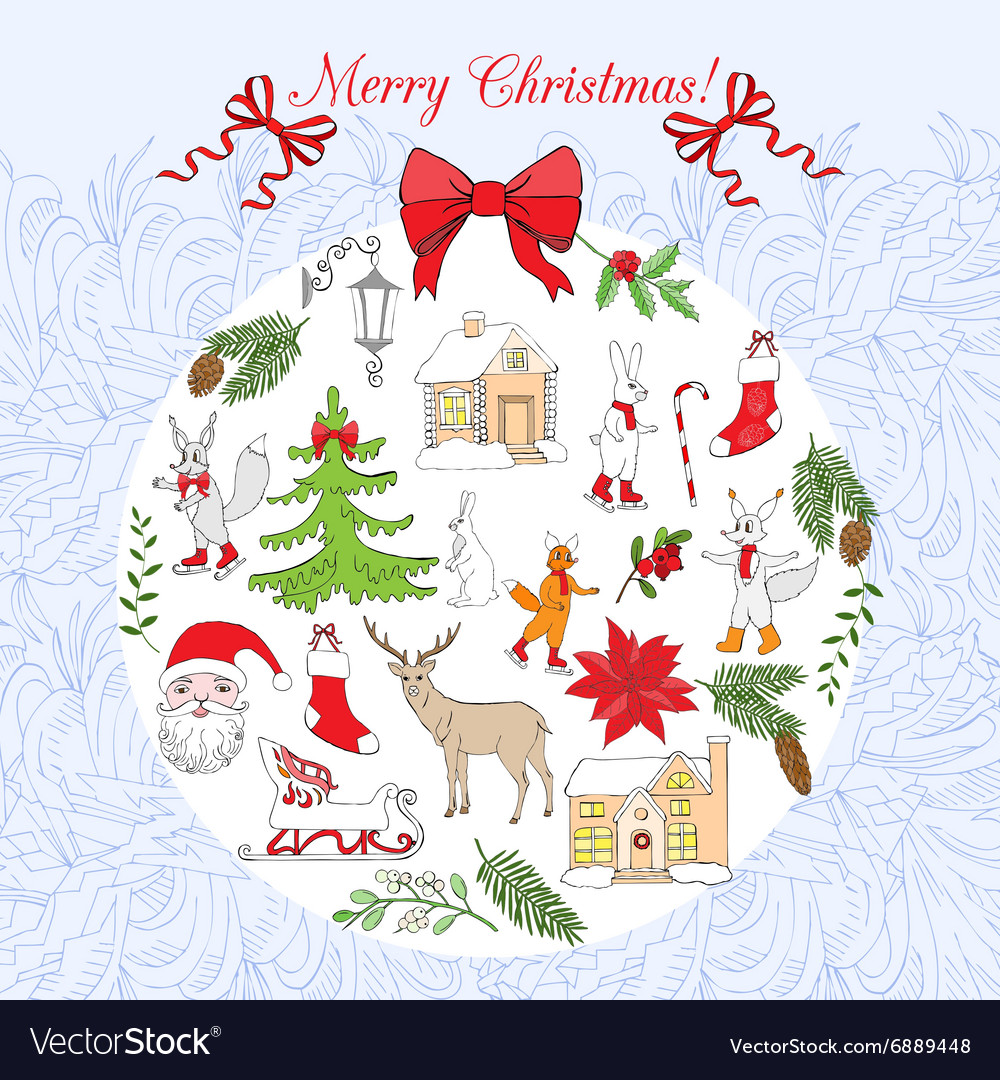 Christmas decoration hand drawn elements Vector Image