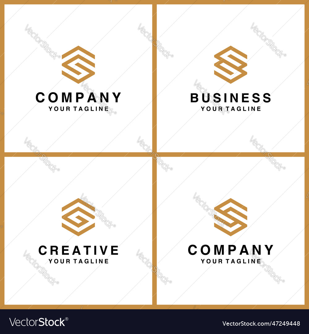 Collection logo with geometric shapes hexagon s Vector Image Collection logo with geometric shapes hexagon s Vector Image