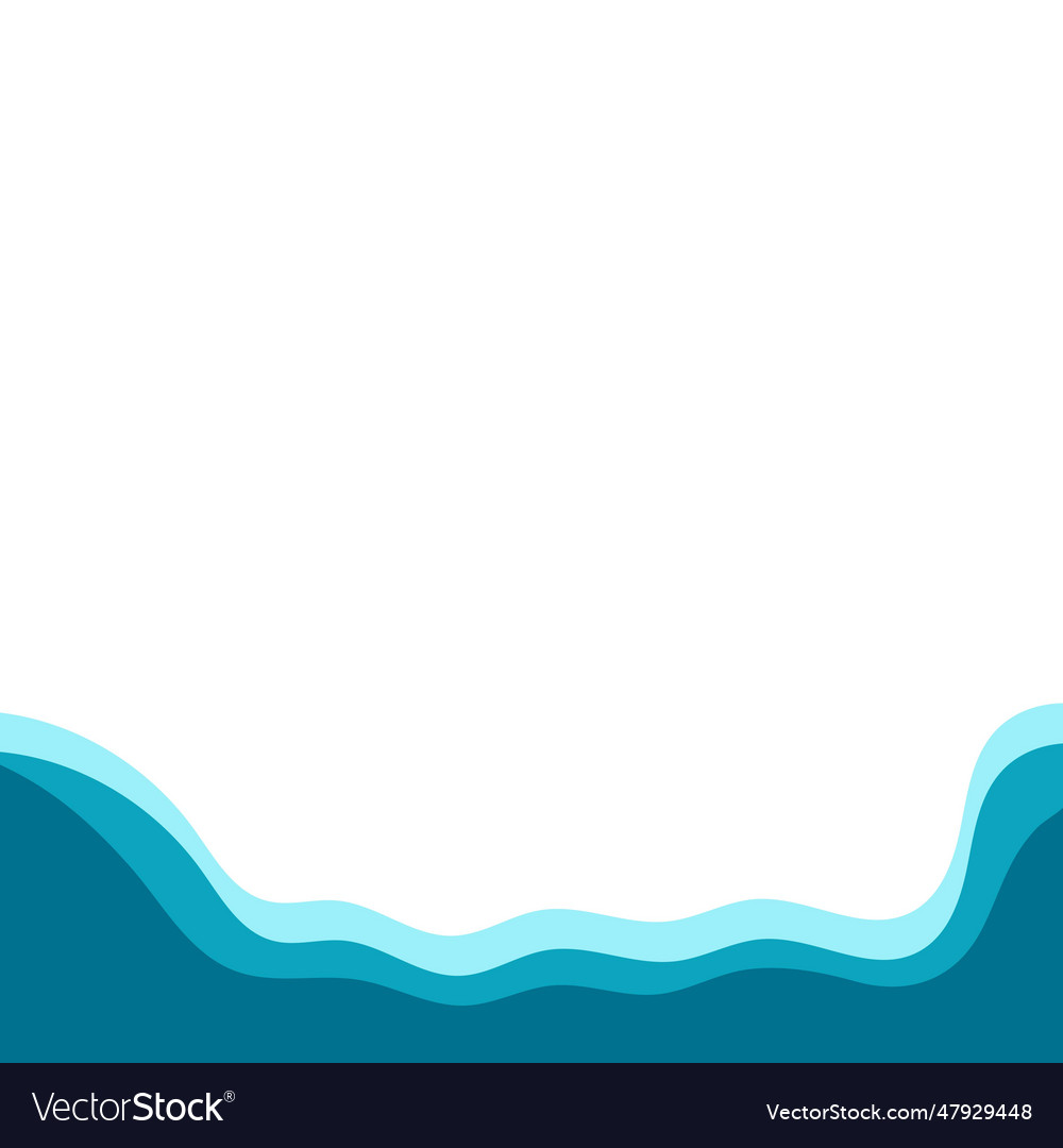 Corner frame water design elements isolate waves Vector Image
