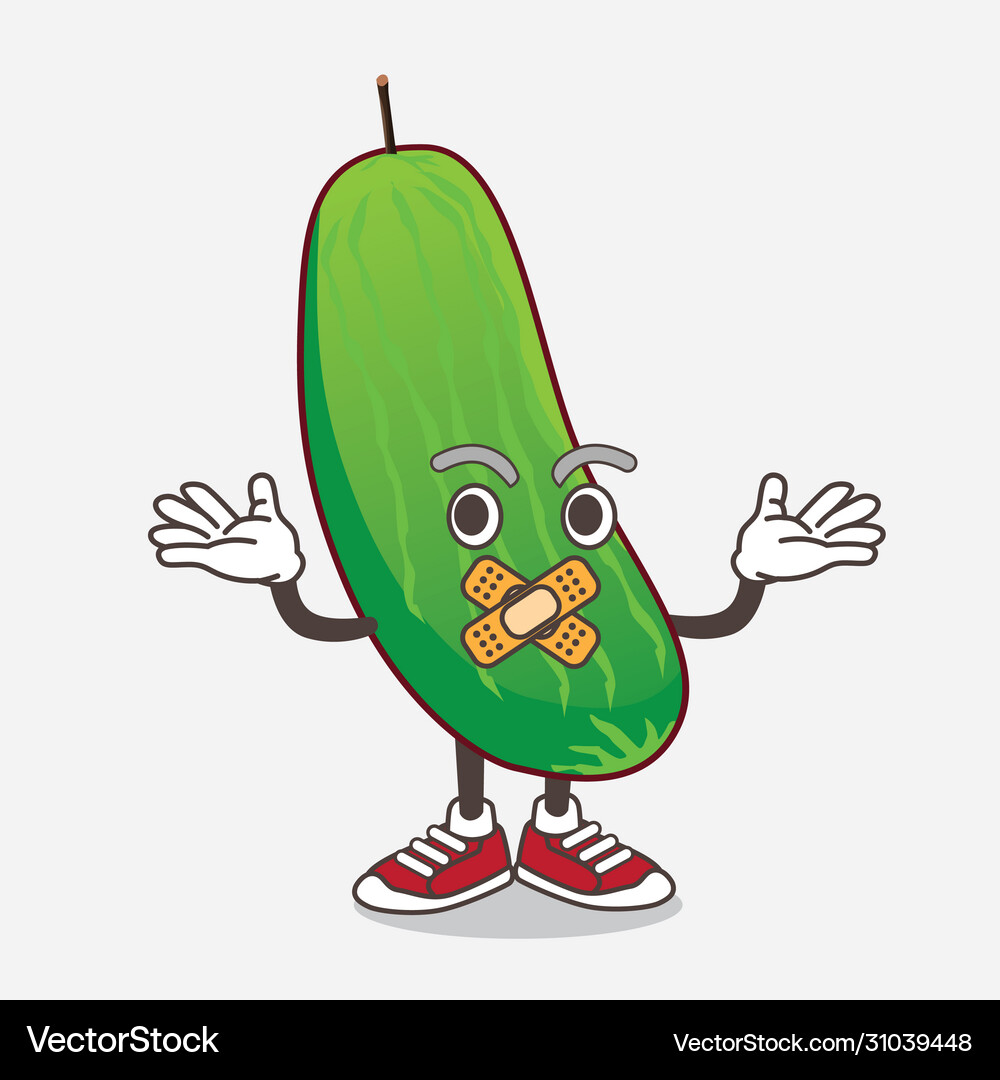 Cucumber cartoon mascot character making a silent Vector Image