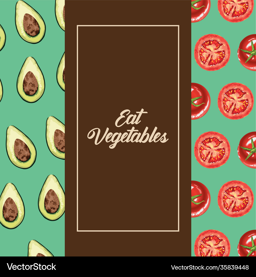 Eat vegetables lettering poster with tomatoes Vector Image