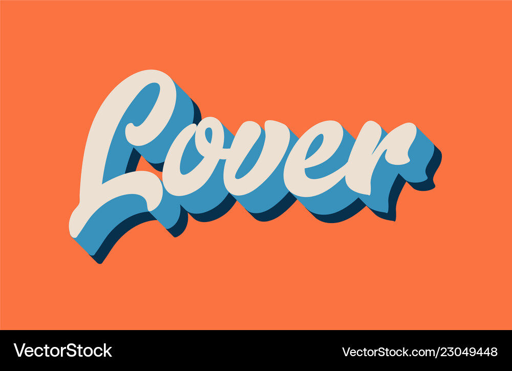 Orange blue white lover hand written word text Vector Image