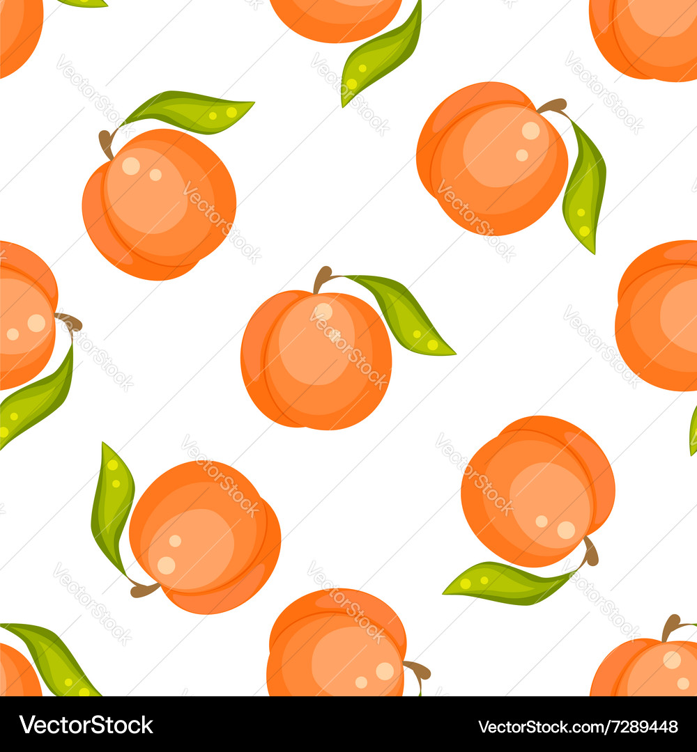 Orange peach fruit seamless pattern Royalty Free Vector