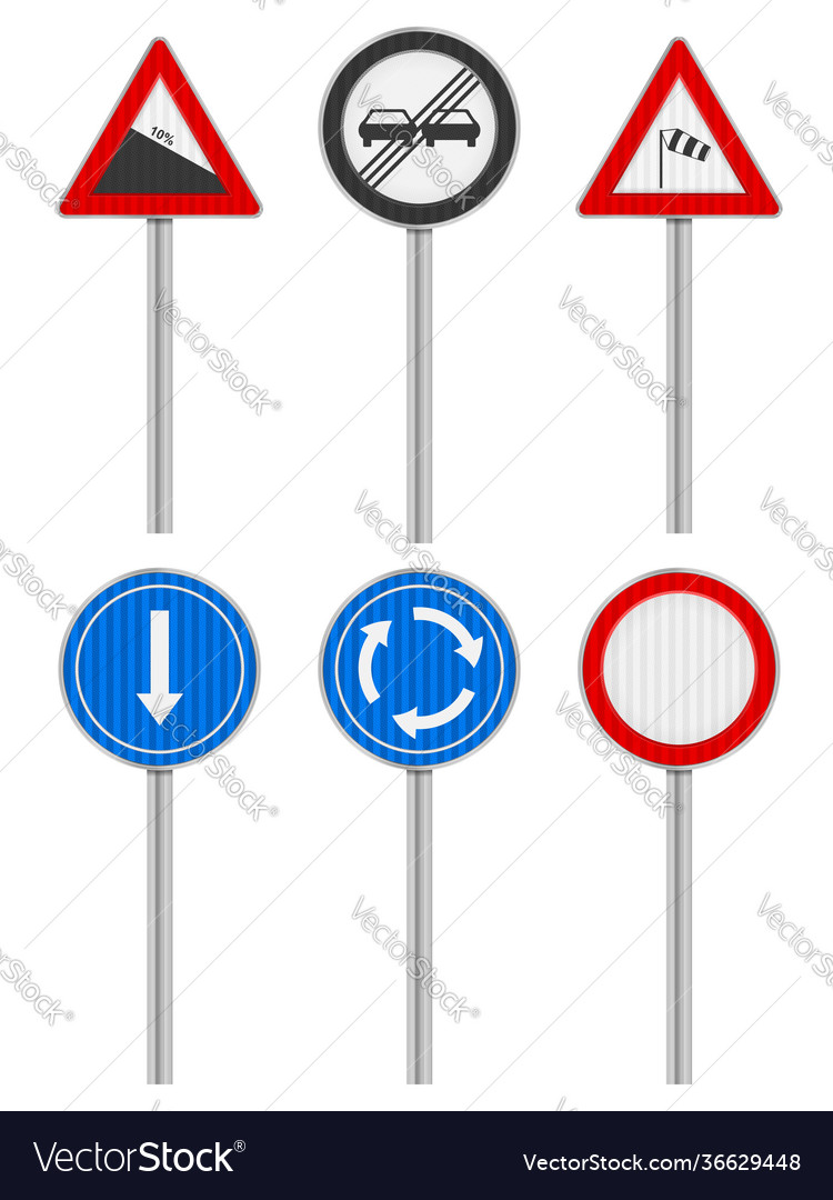 Road signs set Royalty Free Vector Image - VectorStock