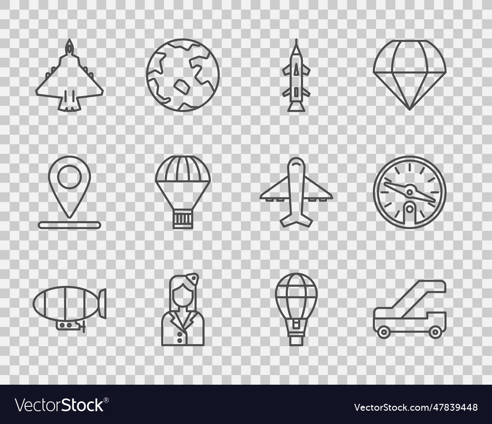 Set line airship passenger ladder for plane Vector Image Set line airship passenger ladder for plane Vector Image