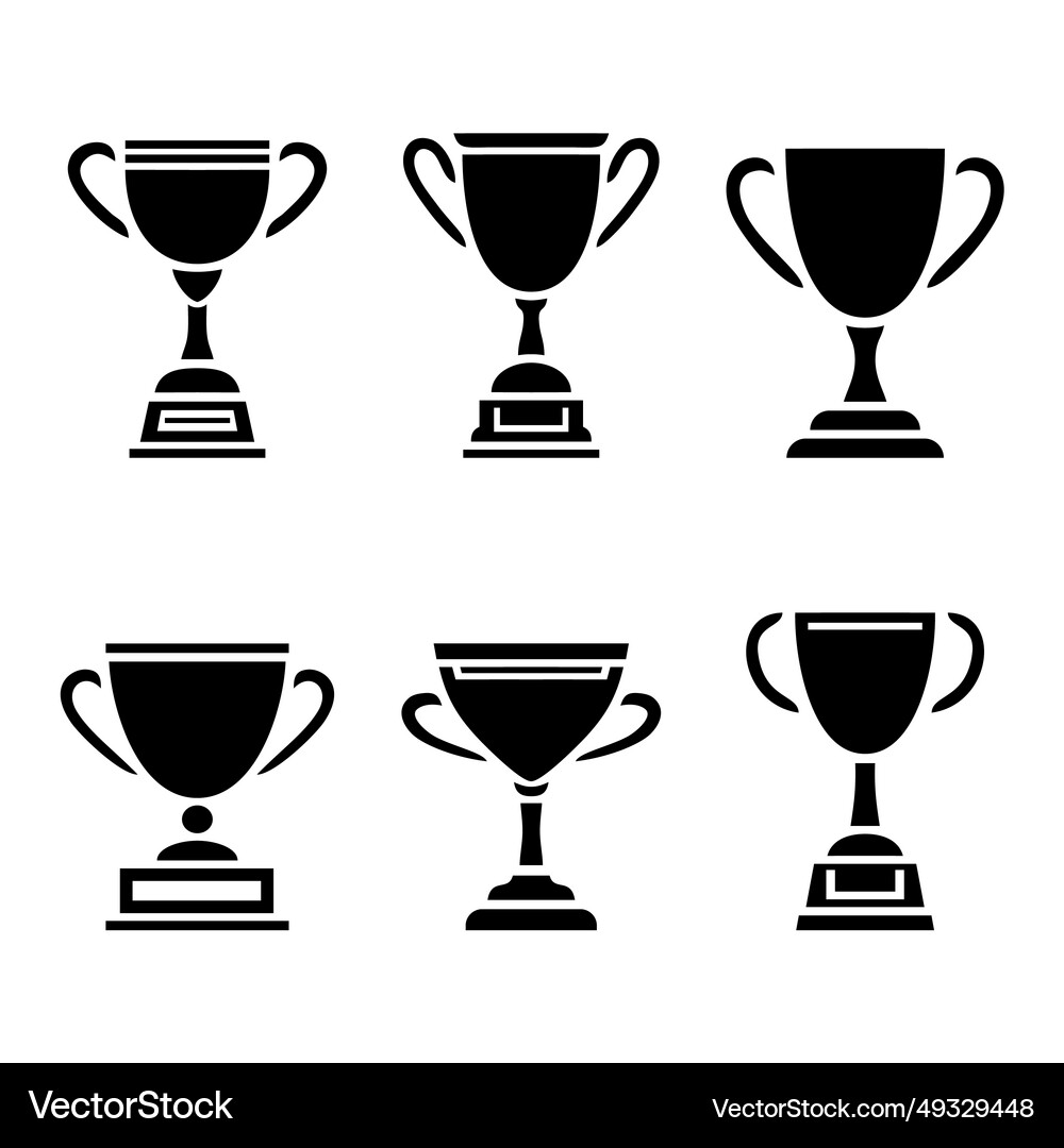 Winner cup icon set champion trophy symbol Vector Image