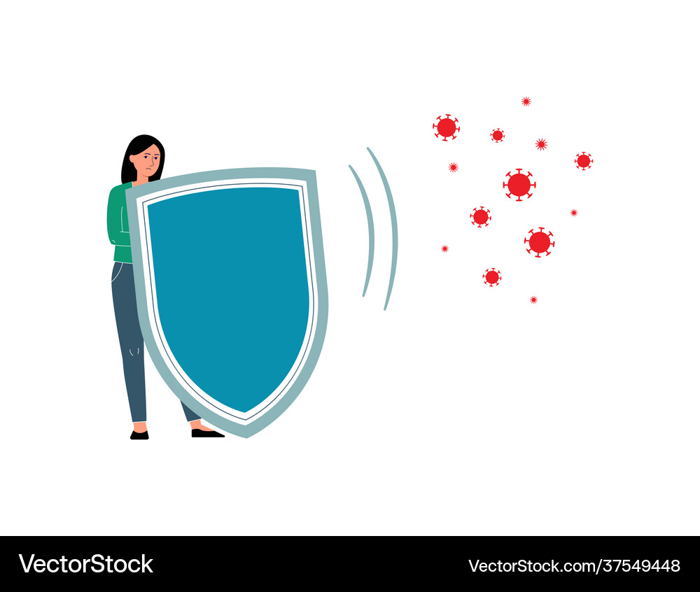 Woman protects herself against viruses flat Vector Image