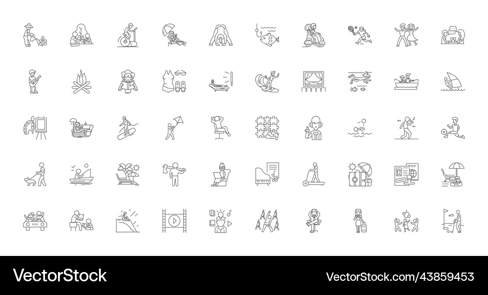 Activities ideas linear icons line signs set Vector Image