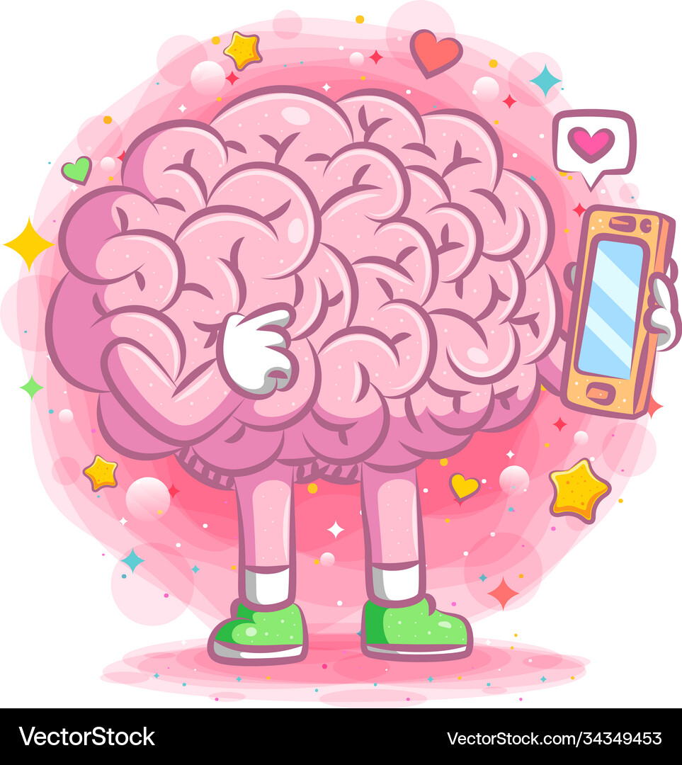 Cute brain does love chatting on her phone Vector Image