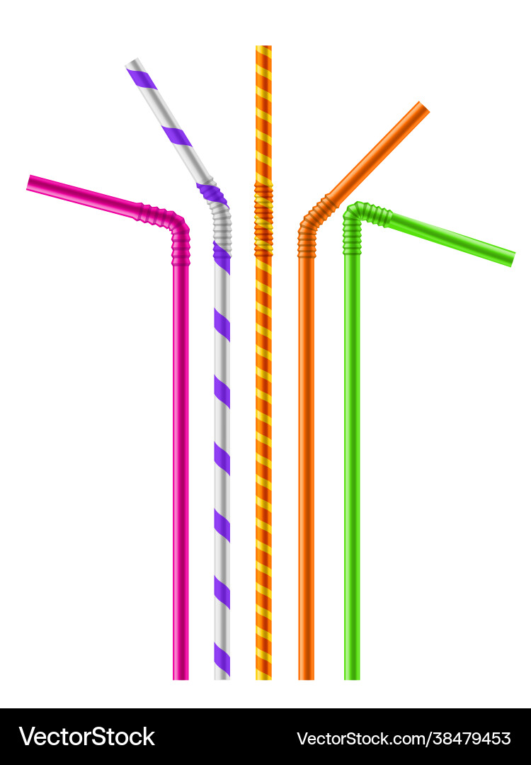 Drink color straw realistic beverage bright Vector Image
