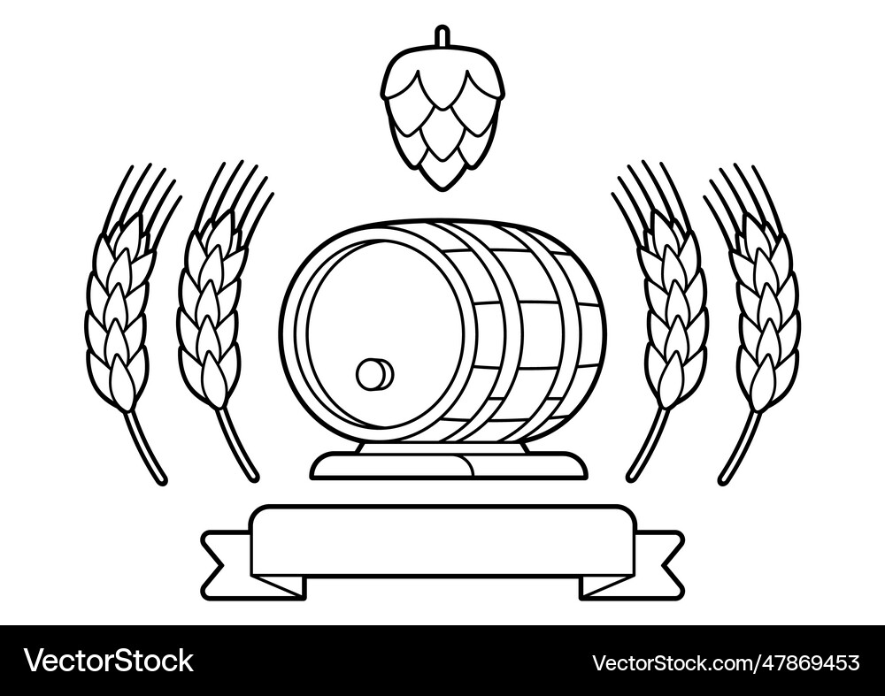 Emblem with beer objects beer festival Royalty Free Vector