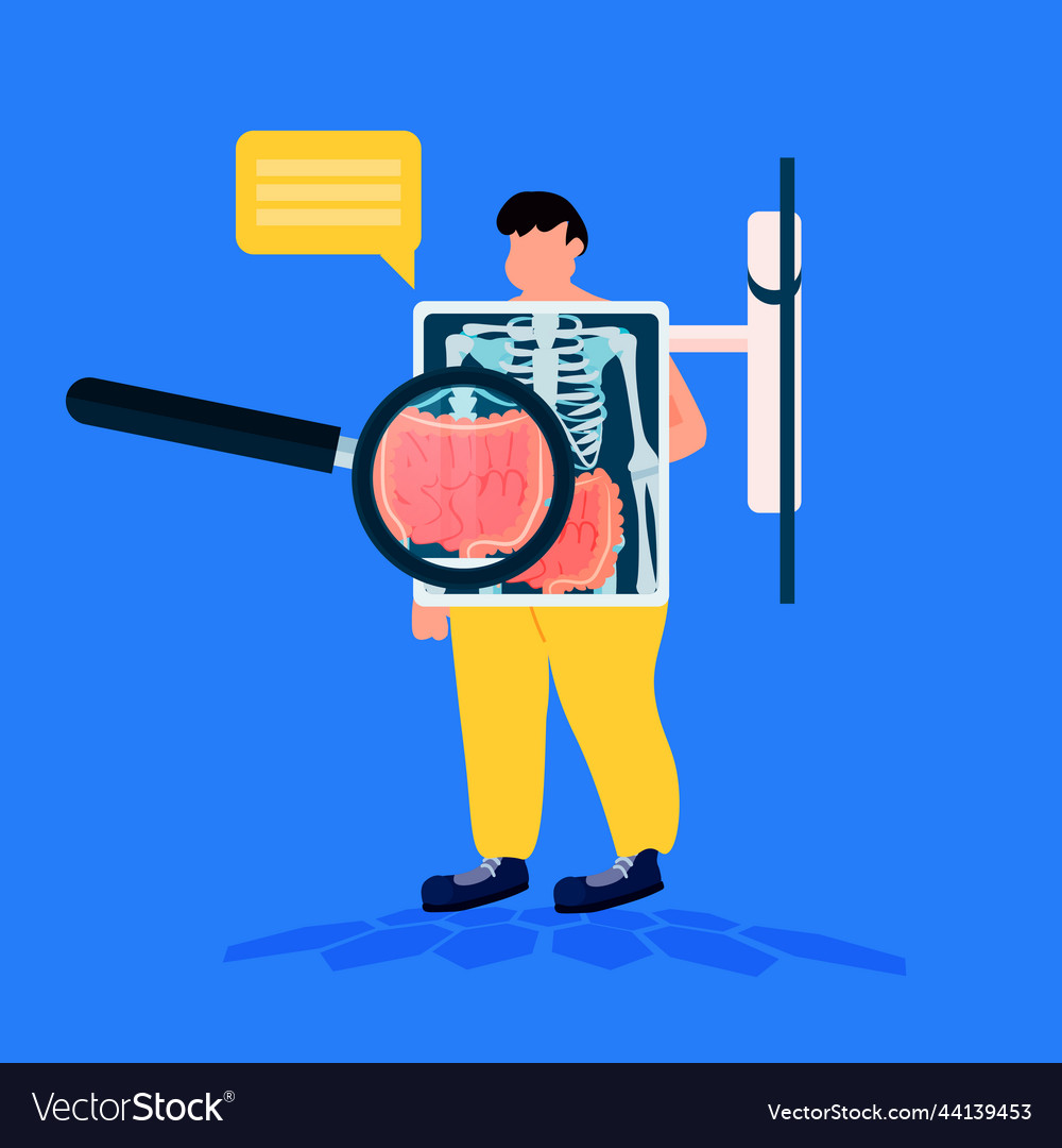 Examination Of Male Patient Stomach X Ray Health Vector Image