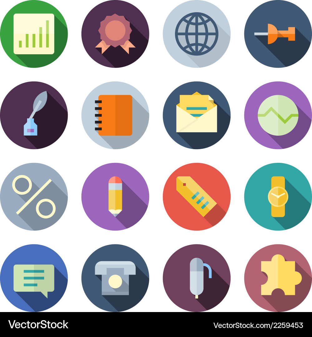Flat design icons for business Royalty Free Vector Image