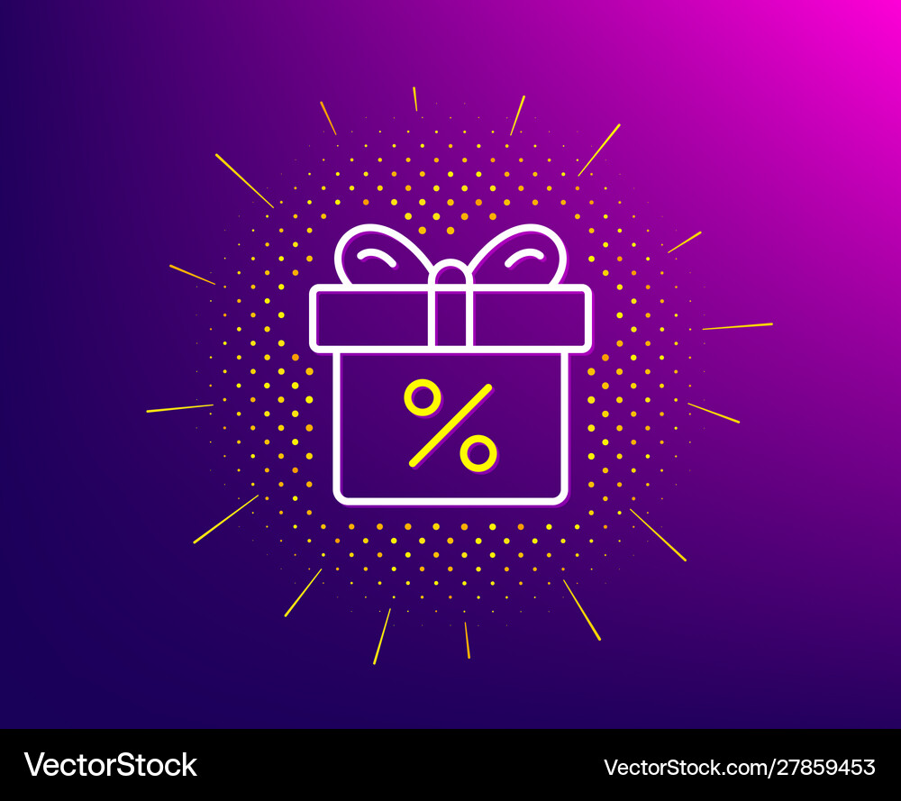 Gift box with percentage line icon present Vector Image