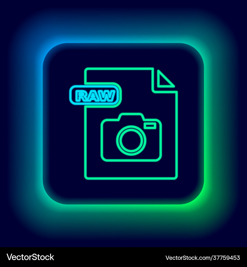 Glowing neon line raw file document download raw Vector Image