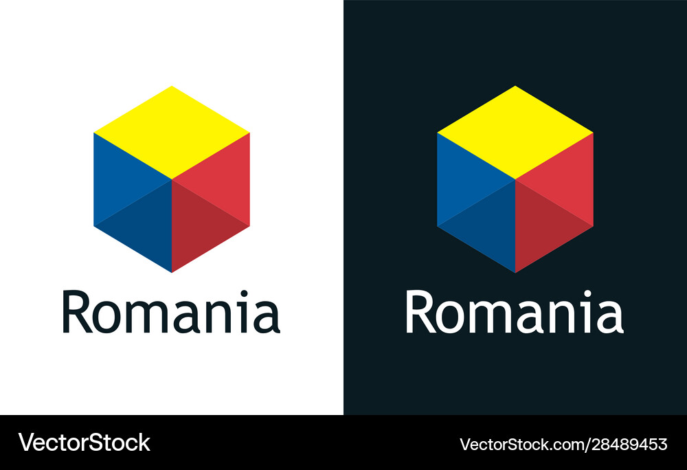 Icon romania flag on black and white Royalty Free Vector