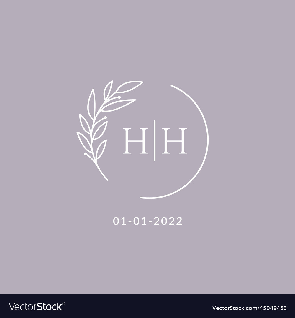 Initial monogram hh wedding logo with decorative Vector Image