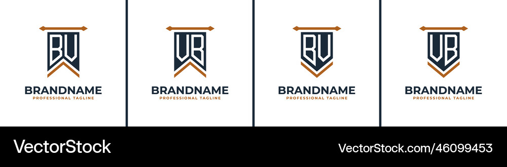 Letter bv and vb pennant flag logo set represent Vector Image