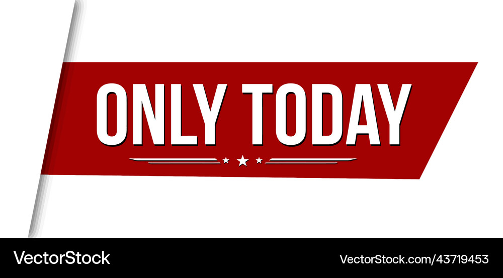 Only today red ribbon or banner design Royalty Free Vector