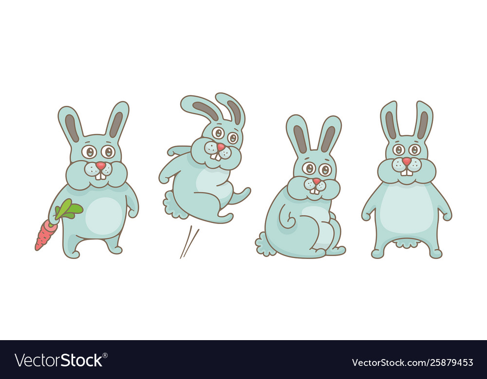 Set rabbits Royalty Free Vector Image - VectorStock