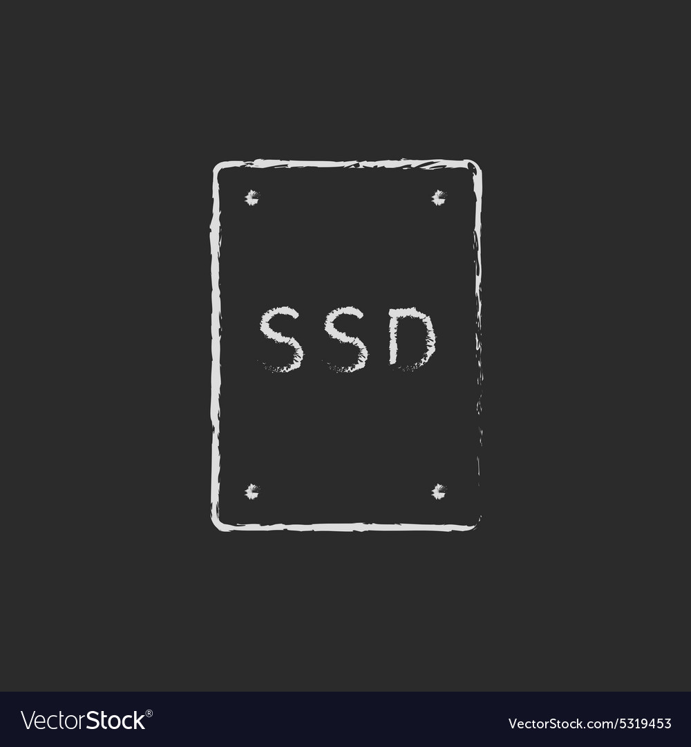 Ssd solid state drive drawn in chalk Royalty Free Vector