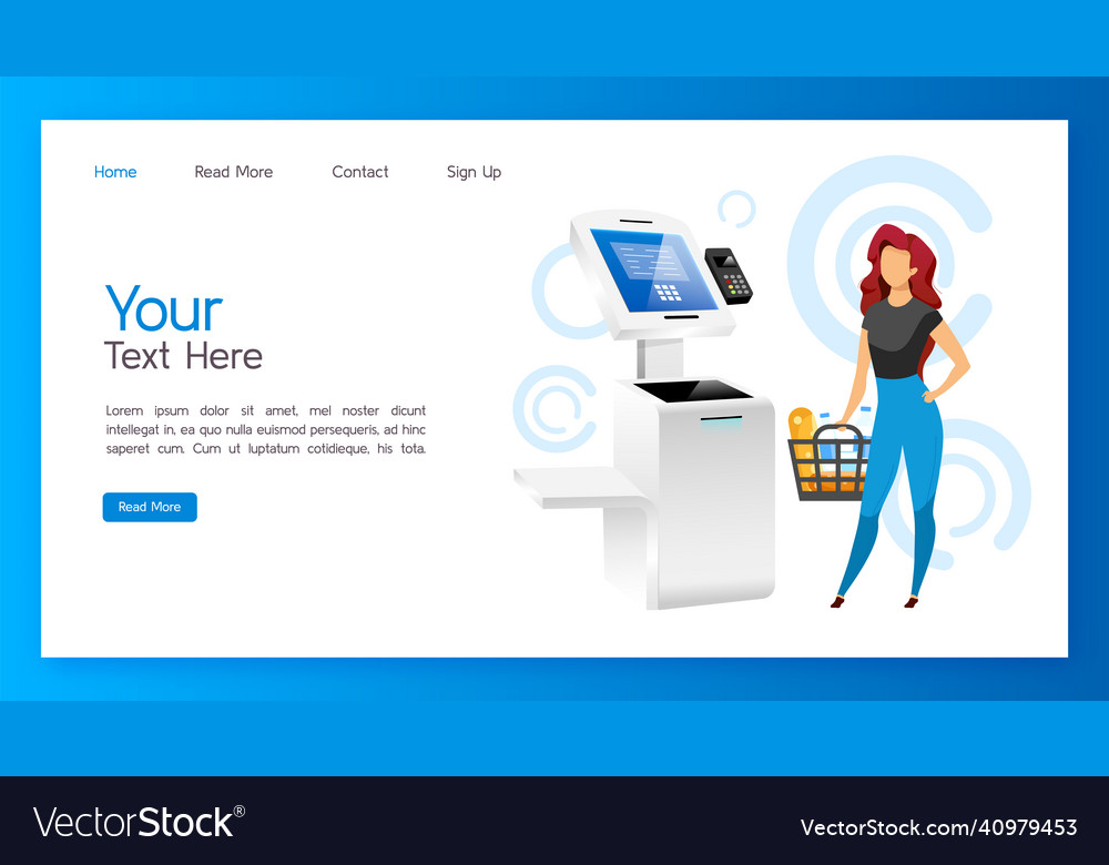Store self service kiosk landing page template Vector Image