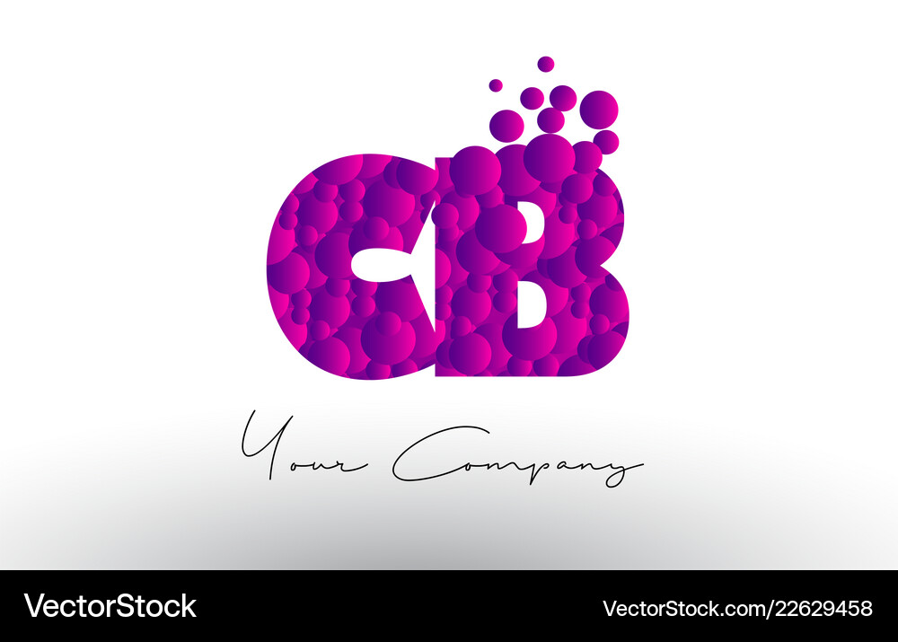 Cb c b dots letter logo with purple bubbles Vector Image