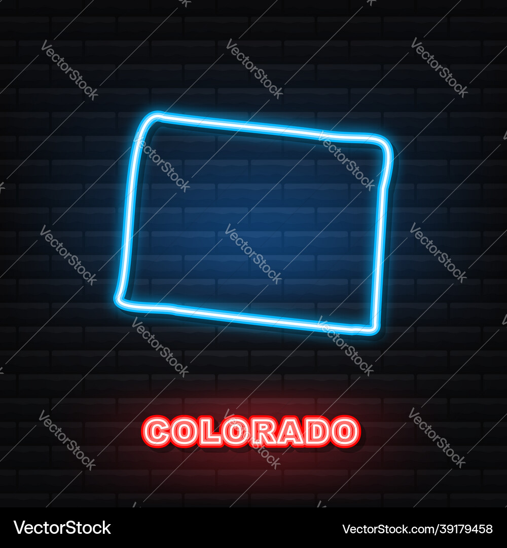 Colorado state map outline neon icon Royalty Free Vector