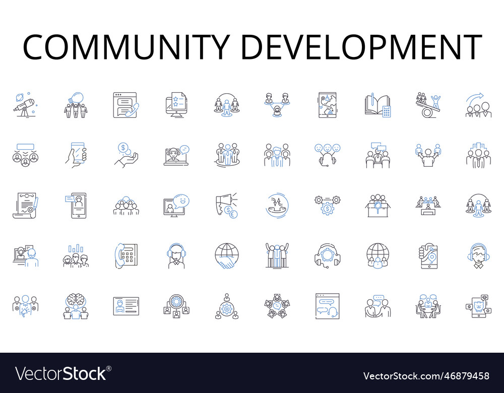 Community development line icons collection Vector Image