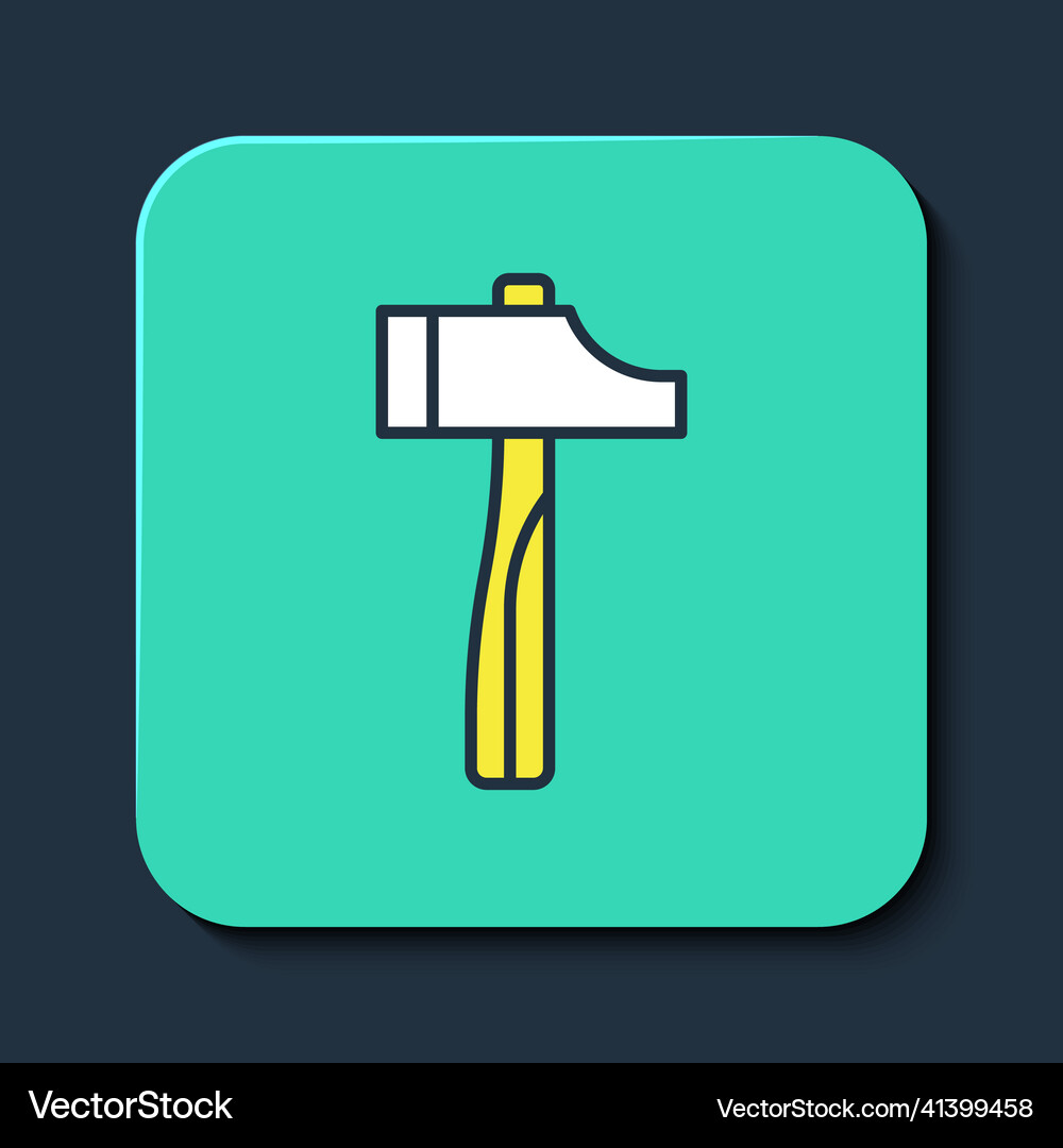 Filled outline hammer icon isolated on blue Vector Image