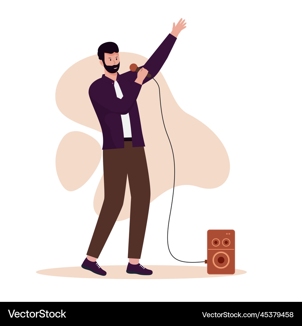 Flat design of men sing loudly Royalty Free Vector Image