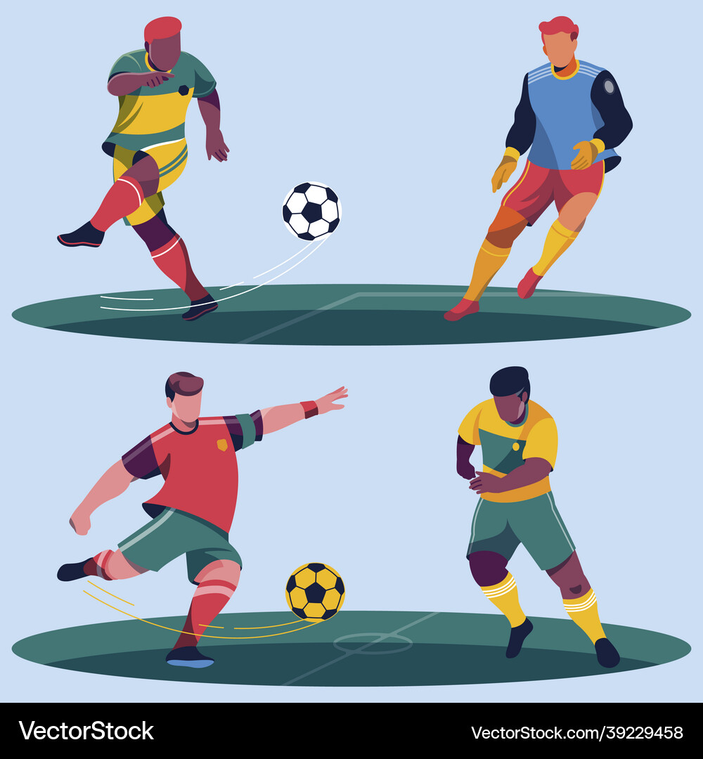 Flat football players pack Royalty Free Vector Image