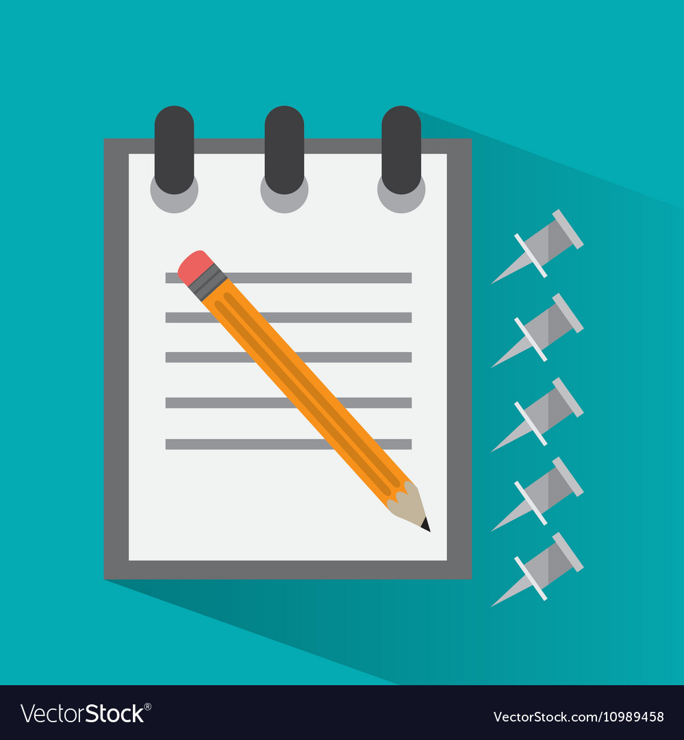 Notebook and pencil of office and work design Vector Image