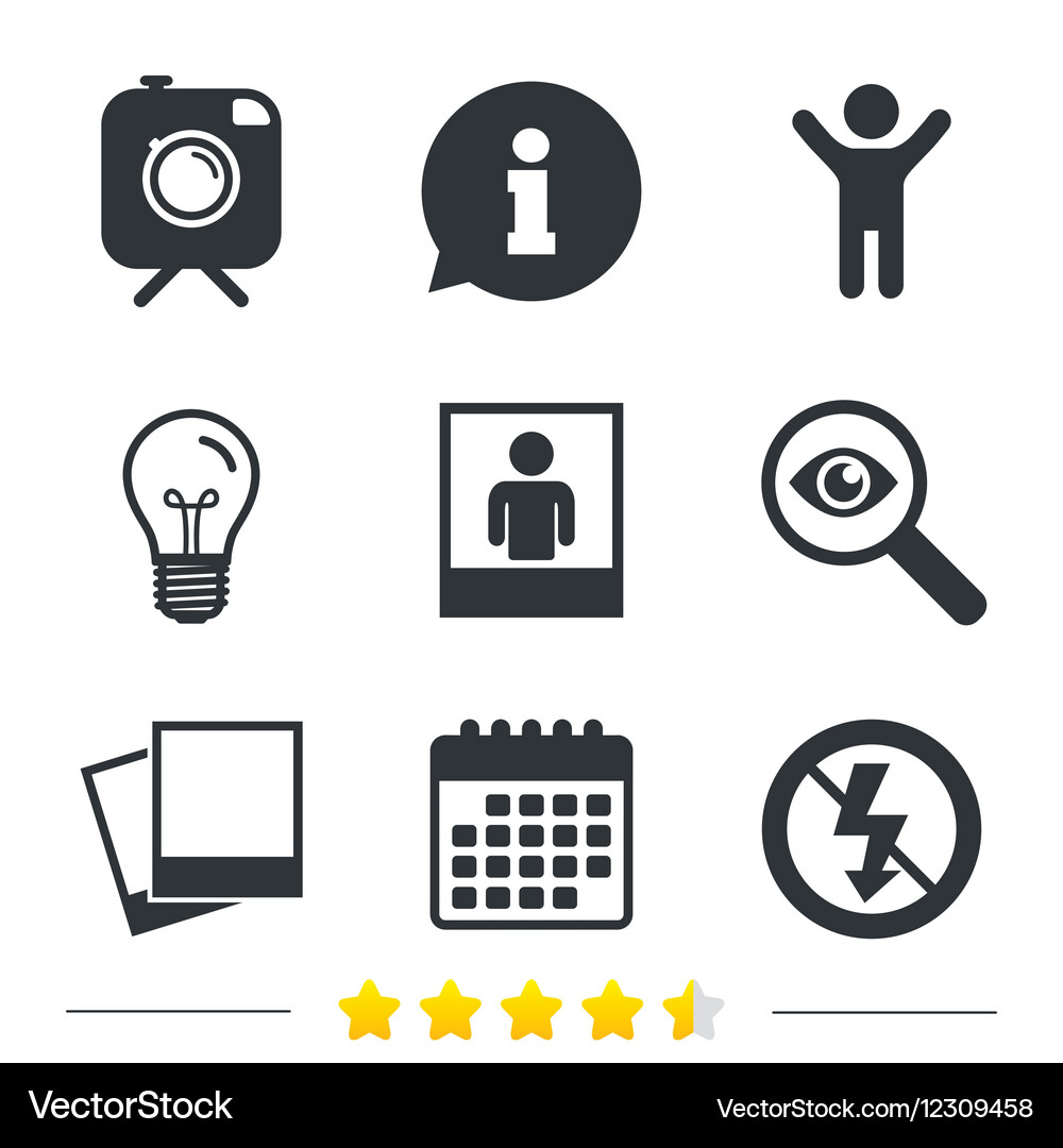 Photo camera icon no flash light sign Royalty Free Vector