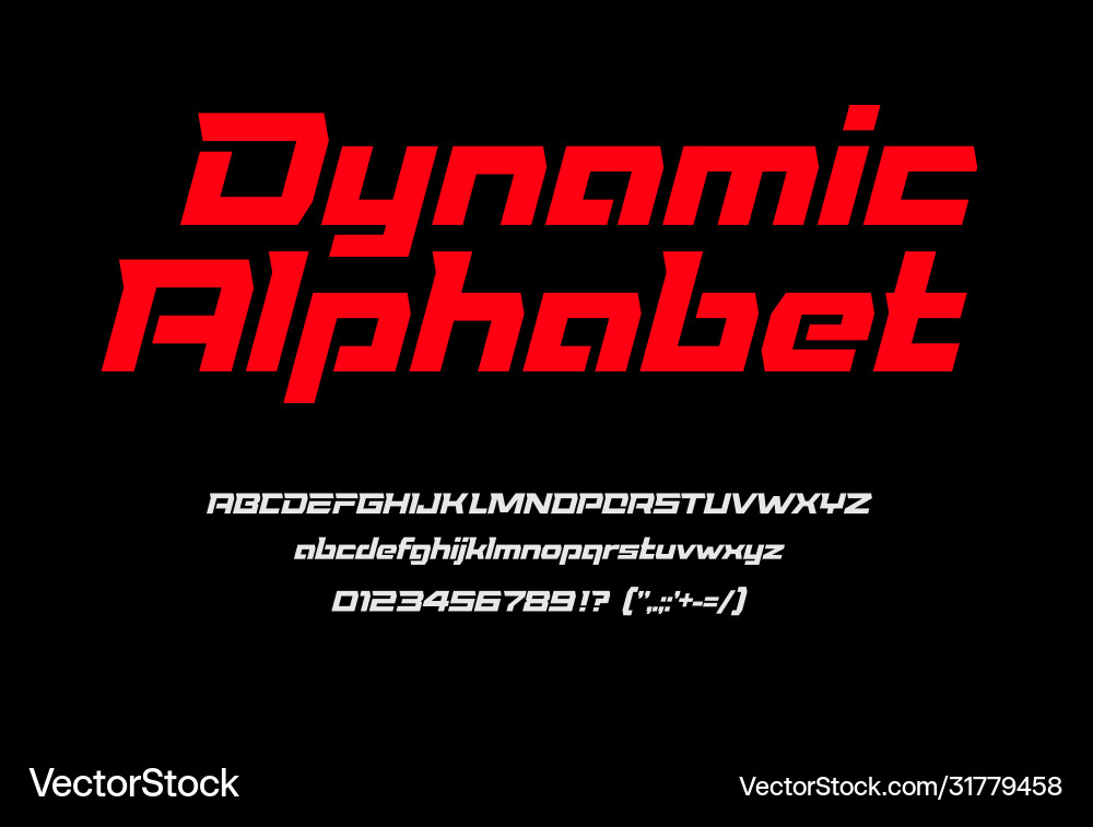 Red sport dynamic font with numbers Royalty Free Vector