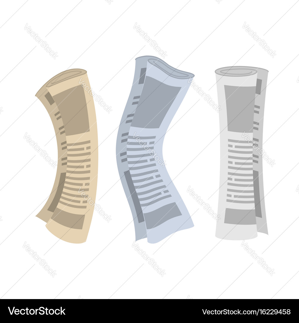 Roll of newspapers set rolled publications Vector Image