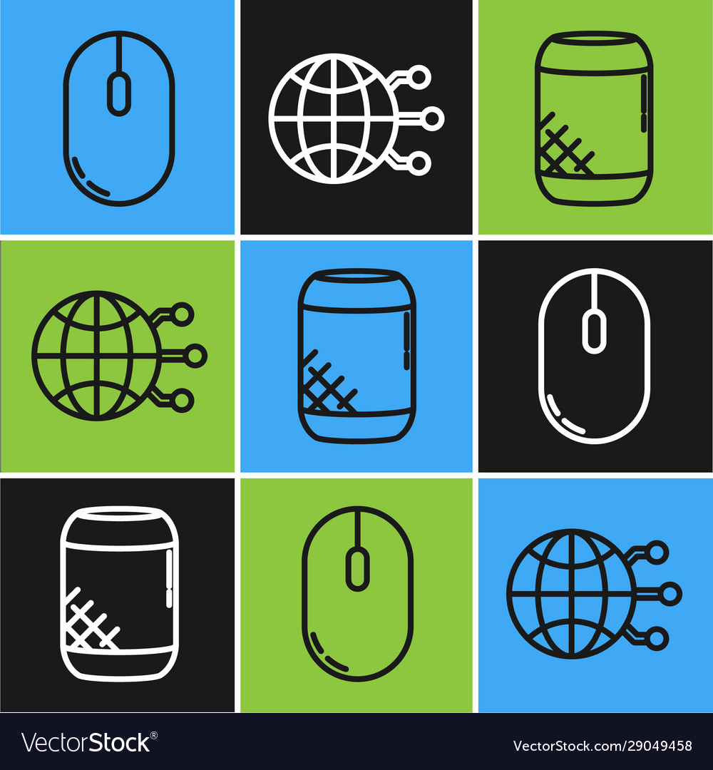 Set line computer mouse voice assistant Royalty Free Vector
