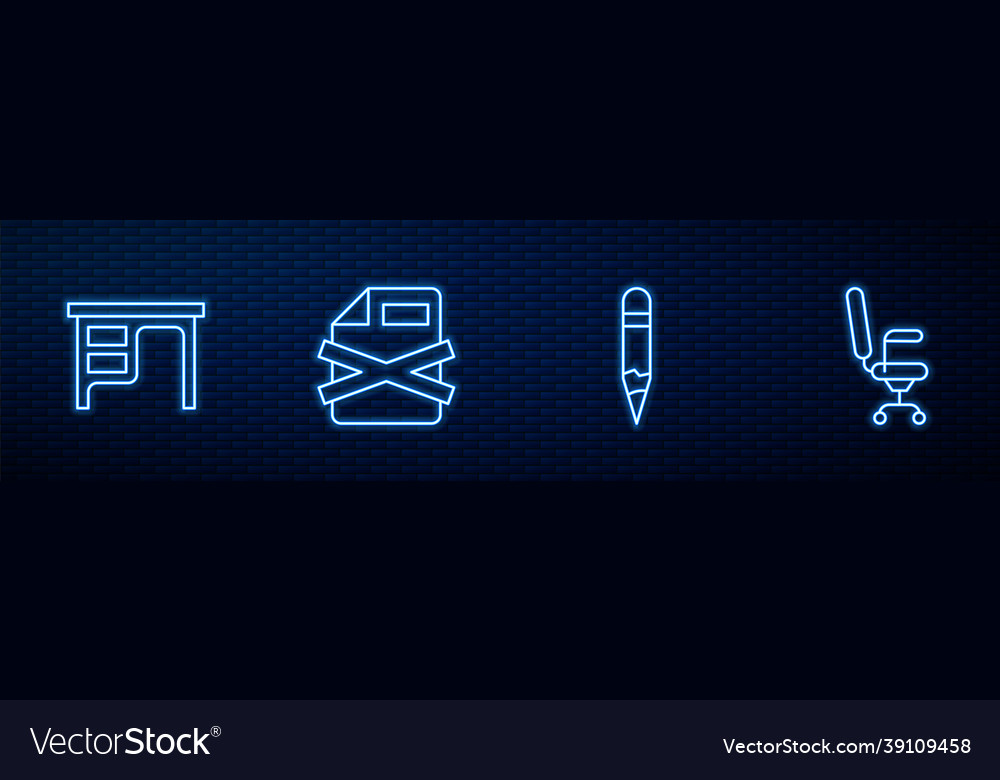 Set line pencil office desk delete file document Vector Image