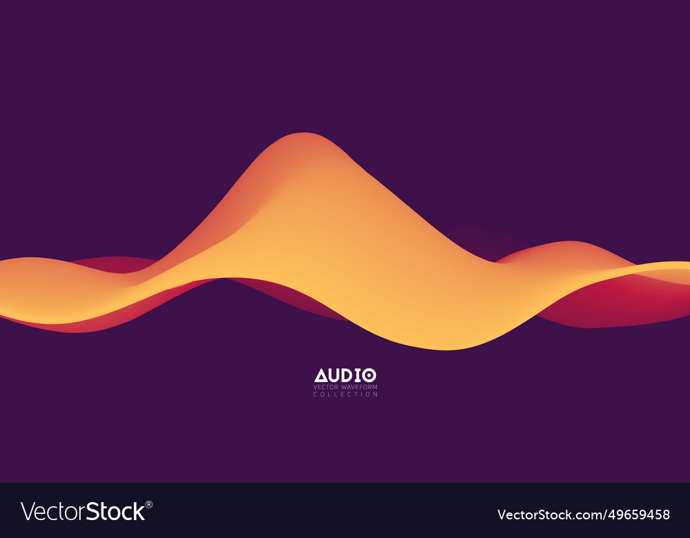Sound wave visualiztion 3d orange solid waveform Vector Image