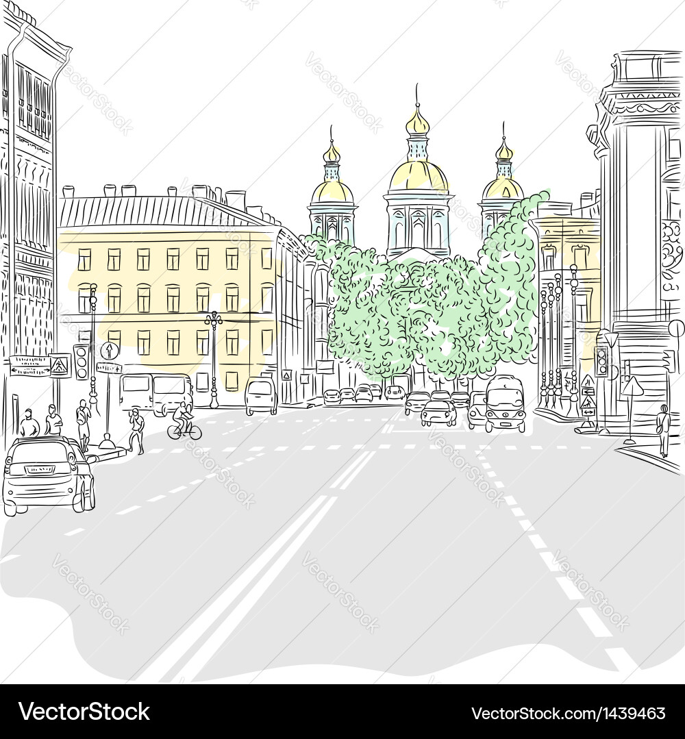 Cityscape wide avenues Royalty Free Vector Image