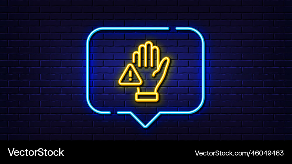 Dont touch line icon hand warning sign neon Vector Image