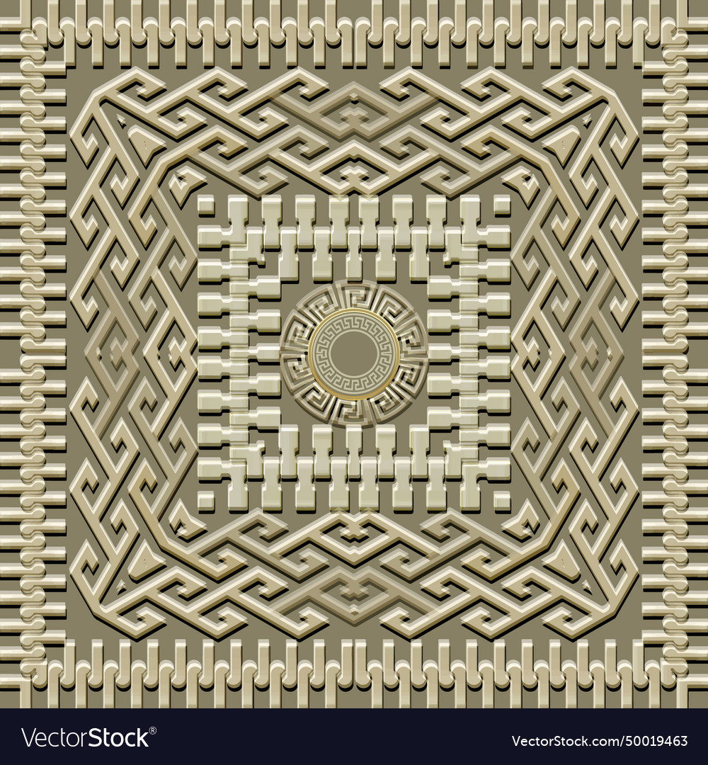 Emboss celtic style 3d seamless pattern Royalty Free Vector